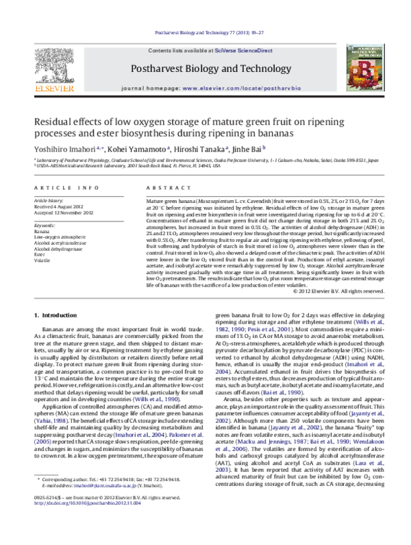 (PDF) Residual effects of low oxygen storage of mature green fruit on ...