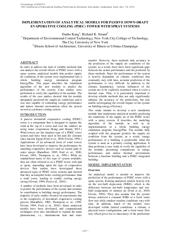 (PDF) Implementation of analytical models for passive down-draft ...
