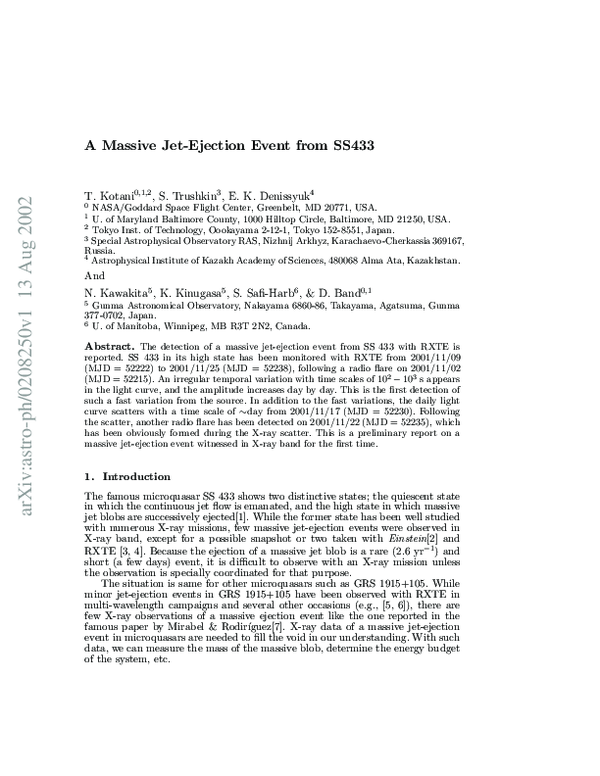 (PDF) A Massive Jet-Ejection from SS433