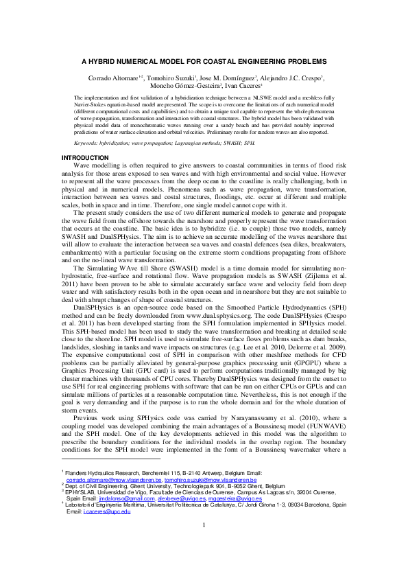 (PDF) A Hybrid Numerical Model for Coastal Engineering Problems