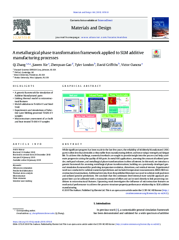 (PDF) Ametallurgical phase transformation framework applied to SLM ...