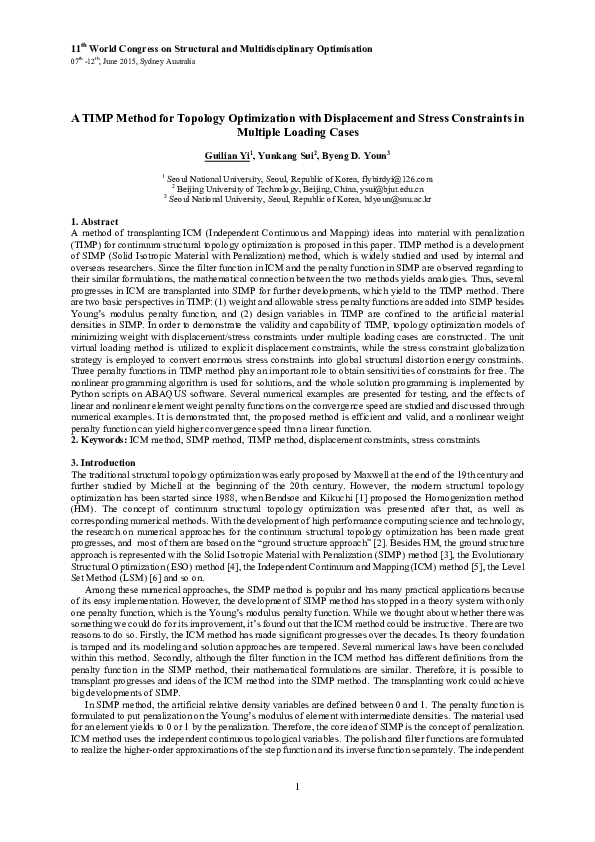 (PDF) A TIMP Method for Topology Optimization with Displacement and Stress Constraints in ...