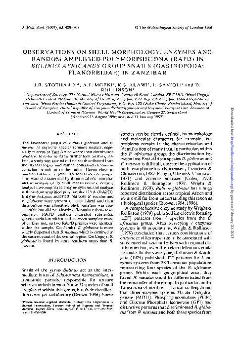 (PDF) Observations on Shell Morphology, Enzymes and Random Amplified ...