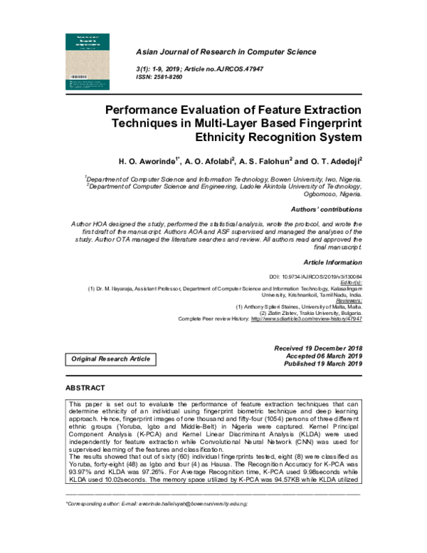 (PDF) Performance Evaluation of feature extraction model to identify student appraisals