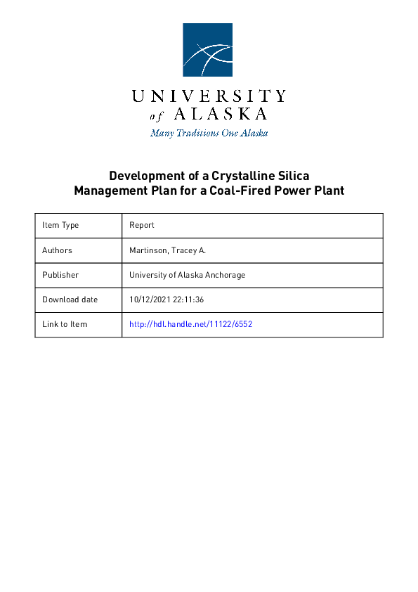 (PDF) Development of a Crystalline Silica Management Plan for a Coal ...