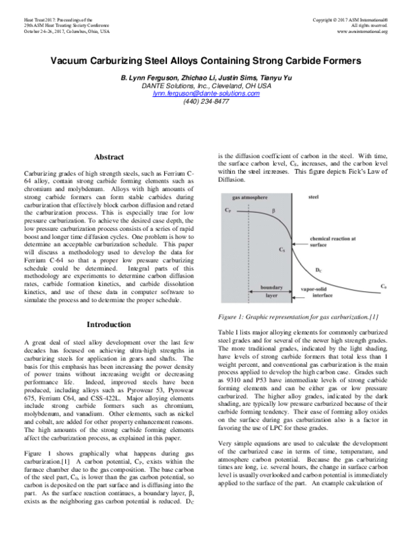 (PDF) Vacuum Carburizing Steel Alloys Containing Strong Carbide Formers