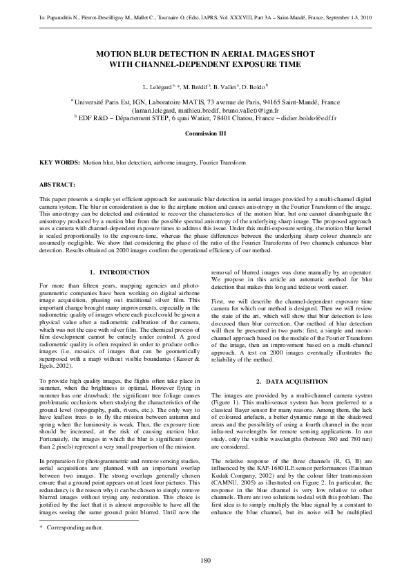 (PDF) Motion blur detection in aerial images shot with channel-dependent exposure time