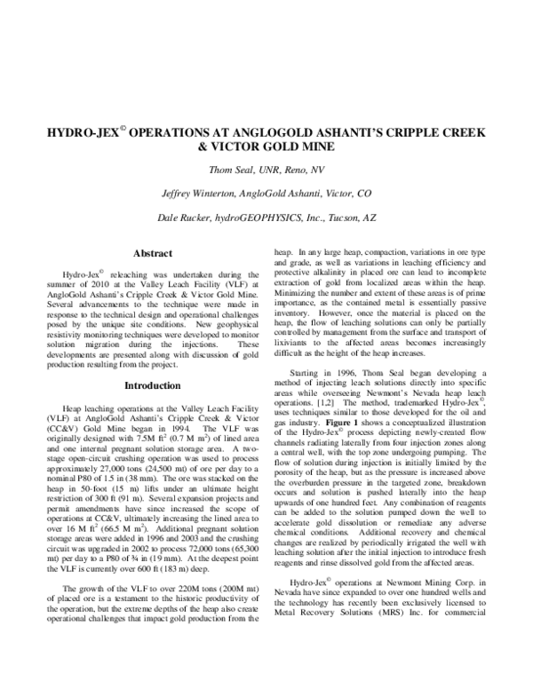 (PDF) Hydro-Jex Operations at Anglogold Ashanti’s Cripple Creek ...