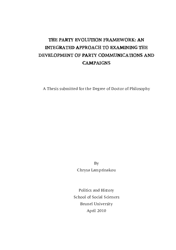 (PDF) The party evolution framework: An integrated approach to ...
