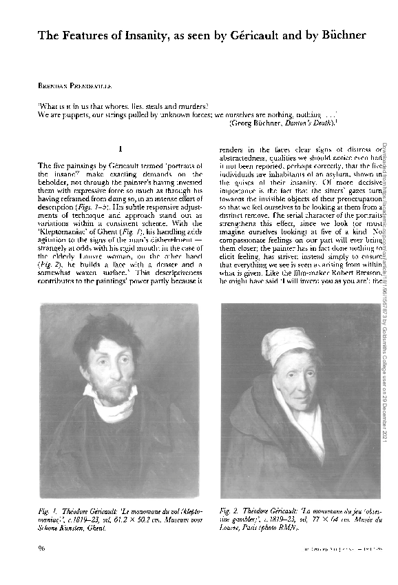 (PDF) The Features of Insanity, as seen by Géricault and by Büchner