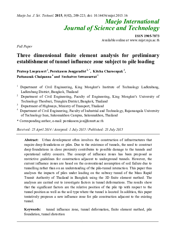 (PDF) Three dimensional finite element analysis for preliminary ...