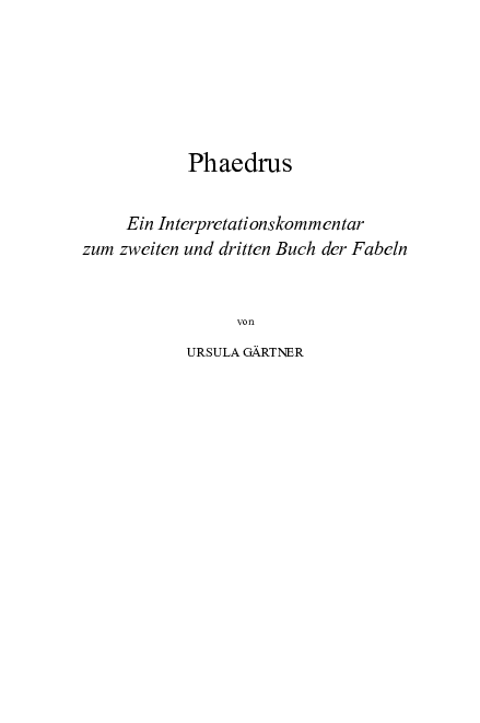 (PDF) Phaedrus. Ein Interpretationskommentar zum zweiten und dritten ...