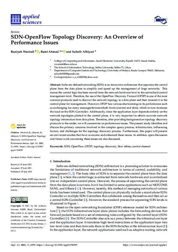 Pdf Sdn Openflow Topology Discovery An Overview Of Performance Issues