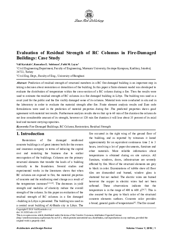 (PDF) Evaluation of Residual Strength of RC Columns in Fire-Damaged ...