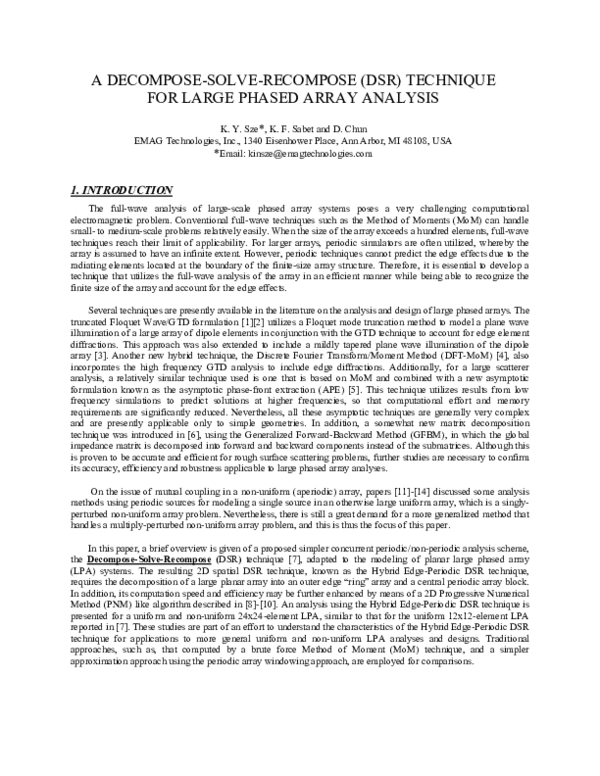 (PDF) A Decompose-Solve-Recompose (DSR) Technique for Large Phased ...