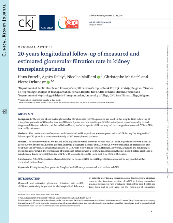 (PDF) 20-YEARS Longitudinal Follow-Up of Measured and Estimated ...