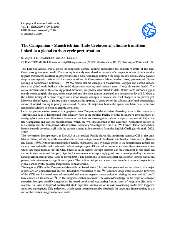 (PDF) The Campanian - Maastrichtian (Late Cretaceous) climate ...