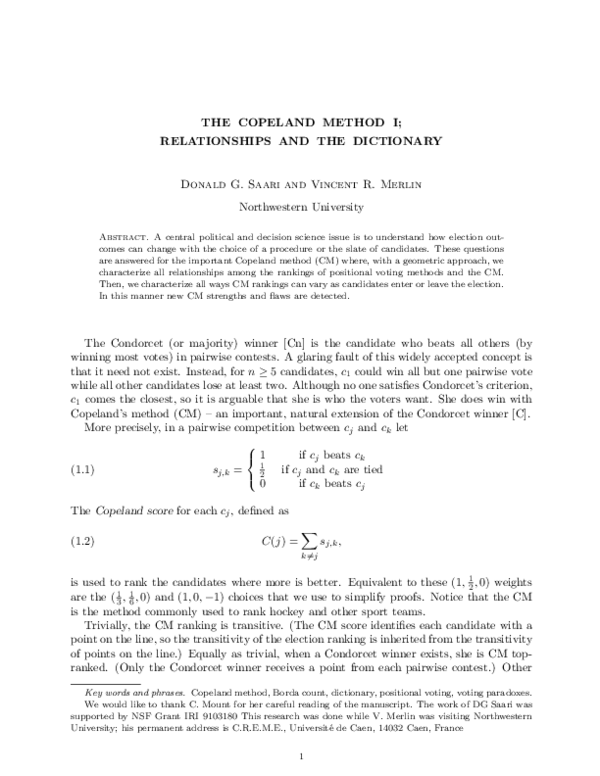(PDF) The Copeland method