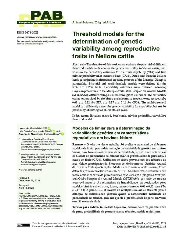 (PDF) Threshold models for the determination of genetic variability ...