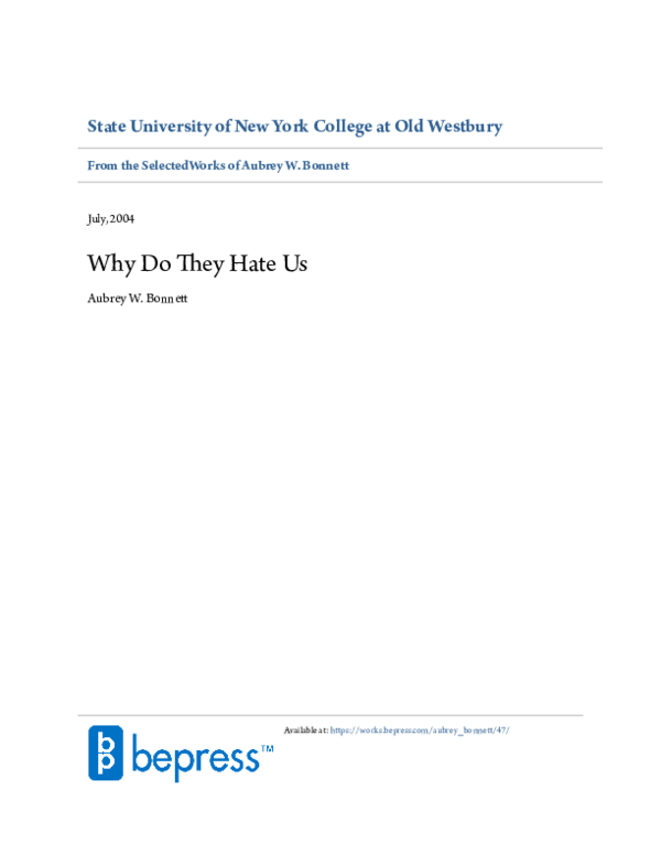 (PDF) Why Do They Hate Us