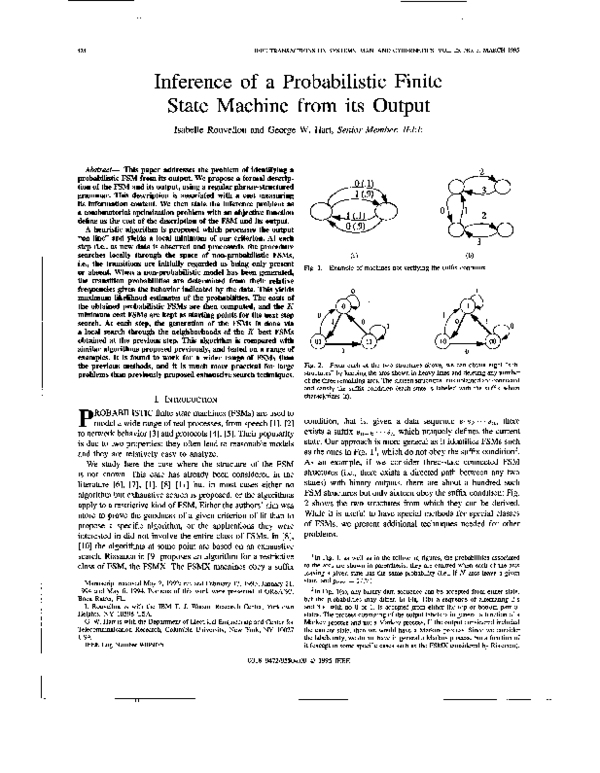 (PDF) Inference of a probabilistic finite state machine from its output