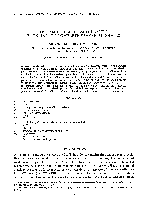 (PDF) Dynamic elastic and plastic buckling of complete spherical shells