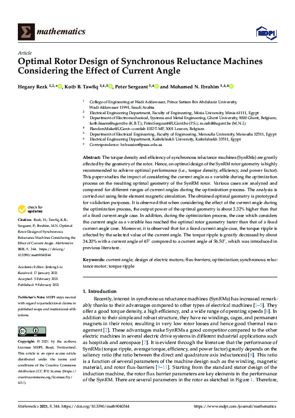 Pdf Optimal Rotor Design Of Synchronous Reluctance Machines