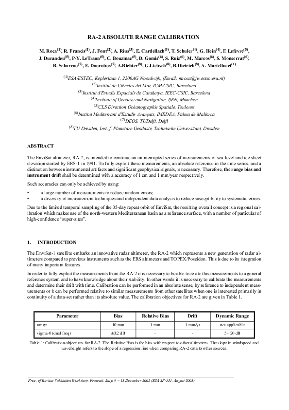 (PDF) RA-2 absolute range calibration
