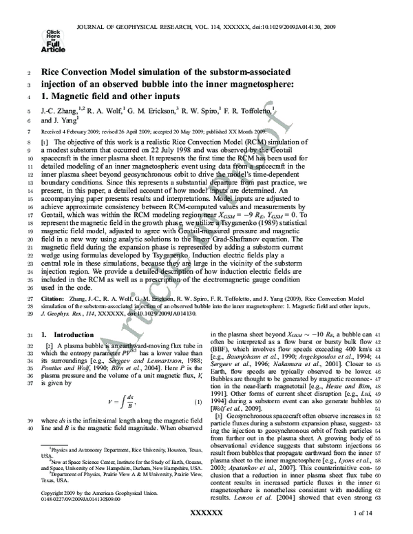 (PDF) Rice Convection Model simulation of the substorm-associated ...