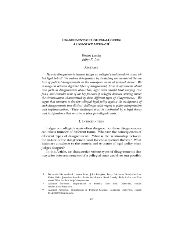 (PDF) Disagreements on Collegial Courts: A Case-Space Approach