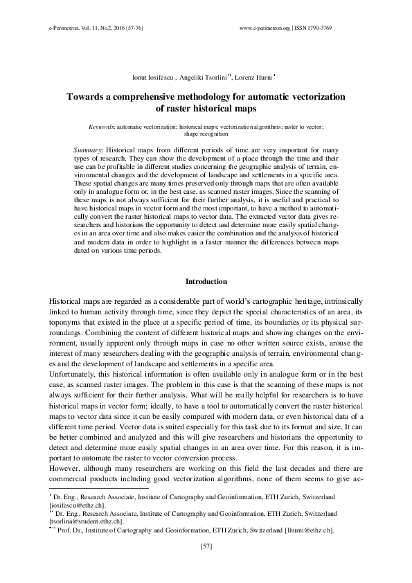 Pdf Towards A Comprehensive Methodology For Automatic Vectorization Of Raster Historical Maps