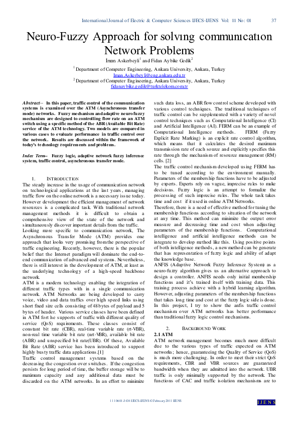 Pdf Neuro Fuzzy Approach For Solving Communication Network Problems
