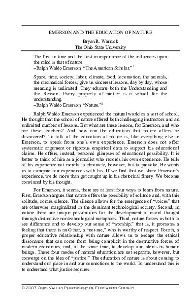 (PDF) Emerson and the Education of Nature