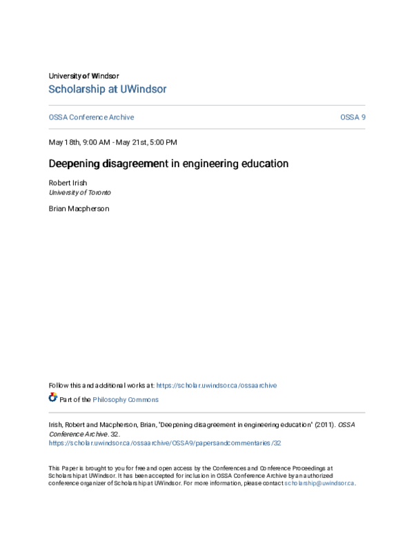 (PDF) Deepening disagreement in engineering education