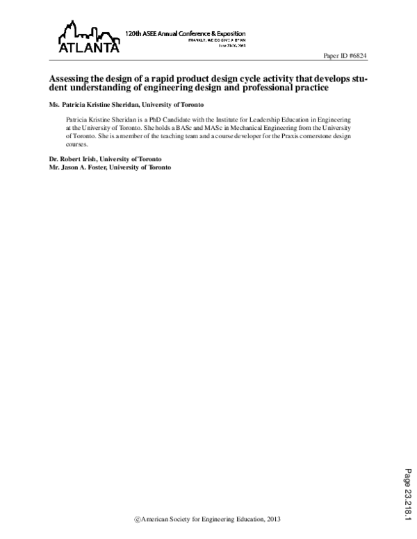 (PDF) Assessing the design of a rapid product design cycle activity ...