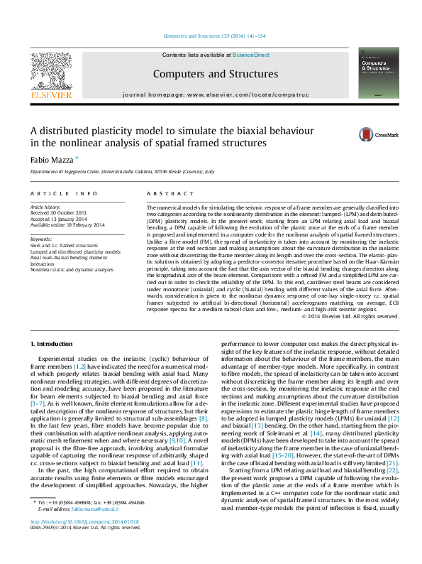 Pdf A Distributed Plasticity Model To Simulate The Biaxial Behaviour In The Nonlinear Analysis