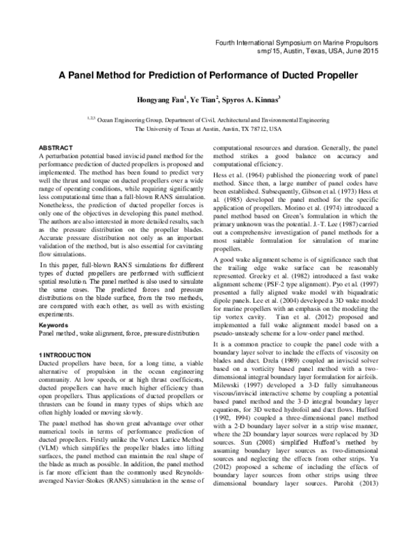 (PDF) Ducted Propeller Performance Prediction Method