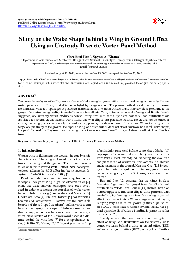 (PDF) Study on the Wake Shape behind a Wing in Ground Effect Using an ...