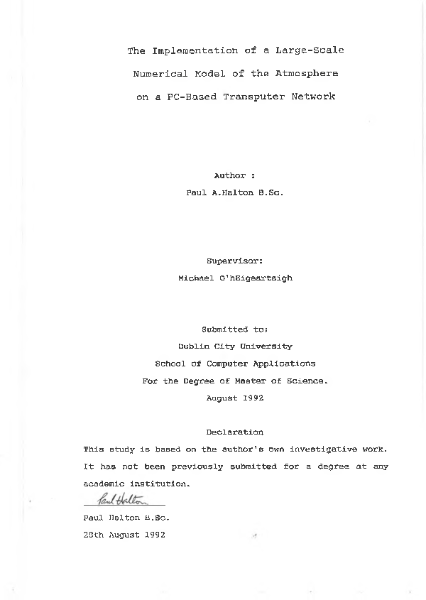 Pdf The Implementation Of A Large Scale Numerical Model Of The Atmosphere On A Pc Based