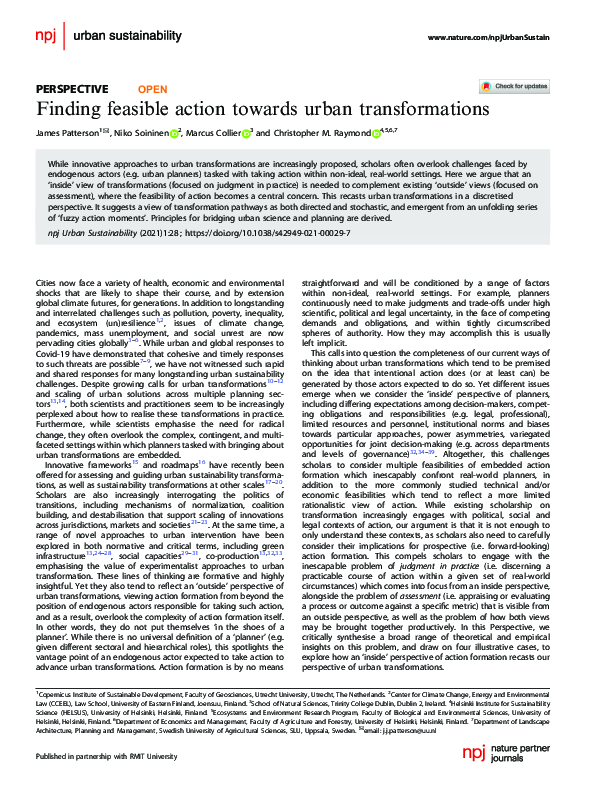 (PDF) Finding feasible action towards urban transformations | Marcus ... (PDF) Finding feasible action towards urban transformations | Marcus ...