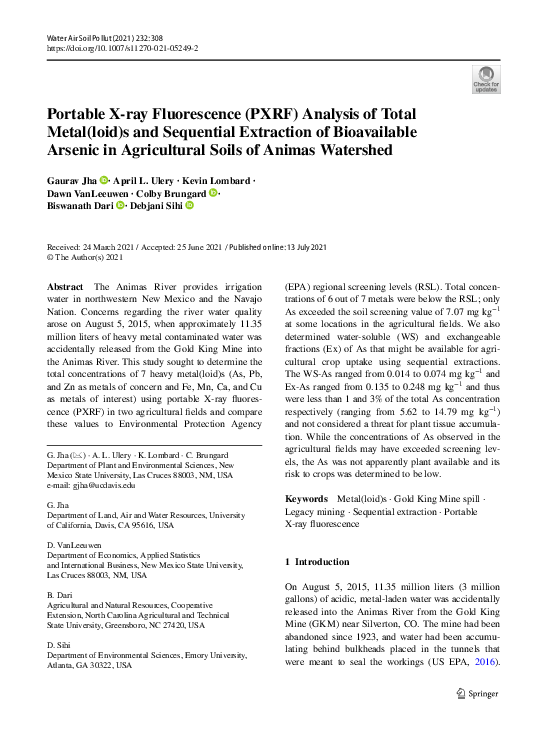(PDF) Portable X-ray Fluorescence (PXRF) Analysis of Total Metal(loid)s ...