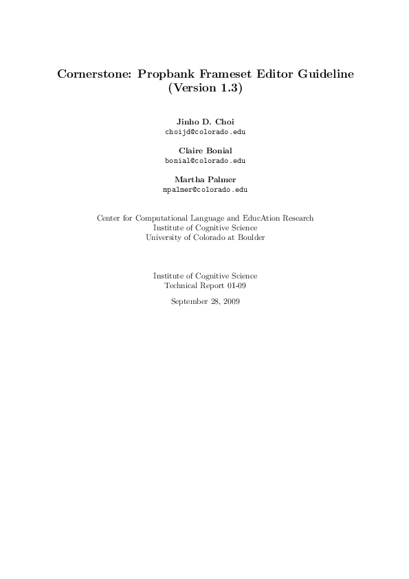 (PDF) Cornerstone: Propbank Frameset Editor Guideline (Version 1.3)