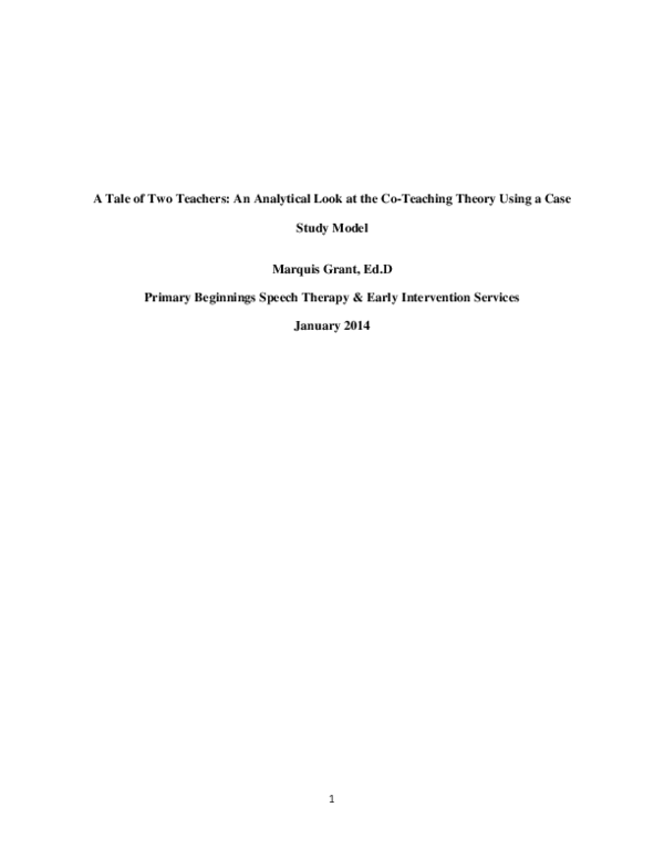(PDF) A Tale of Two Teachers: An Analytical Look at the Co-Teaching ...