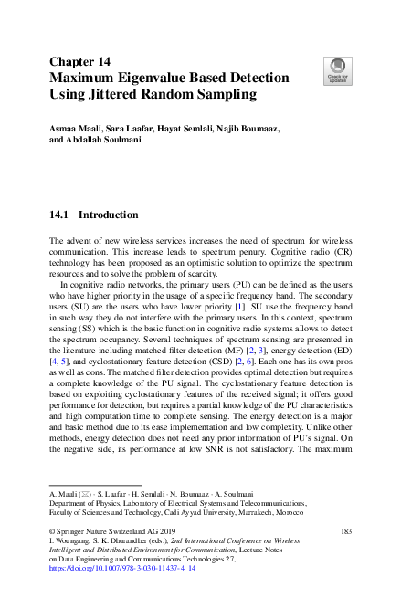 (PDF) Maximum Eigenvalue Based Detection Using Jittered Random Sampling