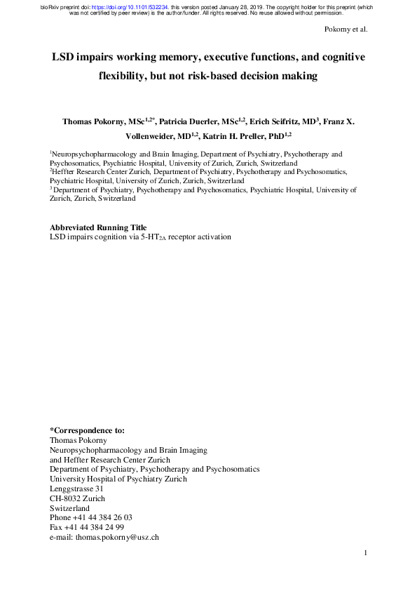 (PDF) LSD impairs working memory, executive functions, and cognitive flexibility, but not risk ...