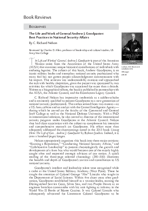 (PDF) The Life and Work of General Andrew J. Goodpaster: Best Practices ...