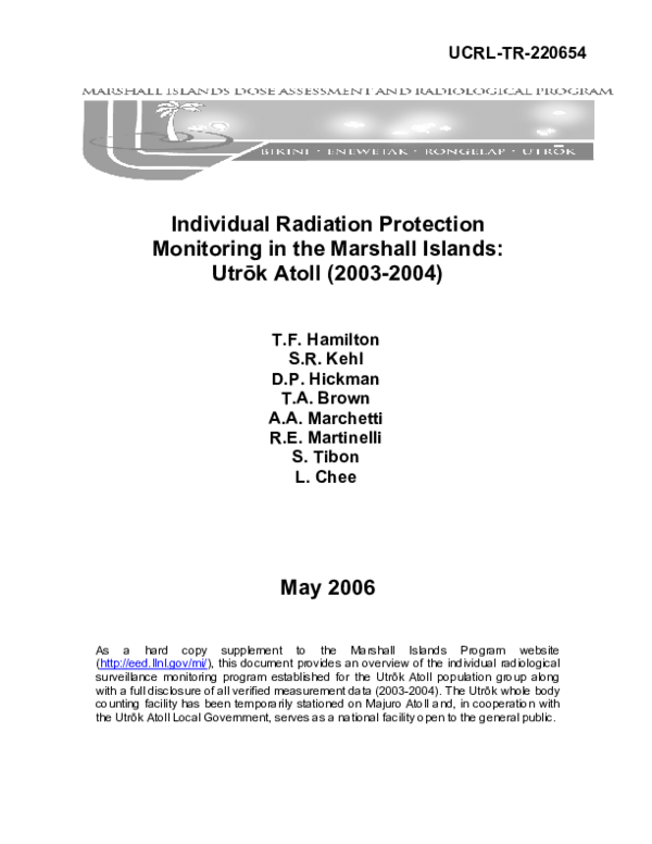 (PDF) Individual Radiation Protection Monitoring in the Marshall ...