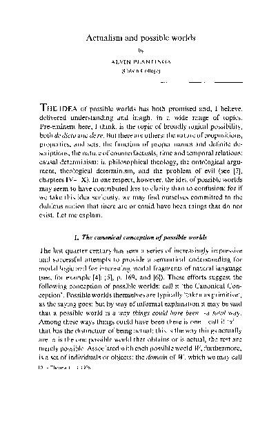 (PDF) Actualism and possible worlds