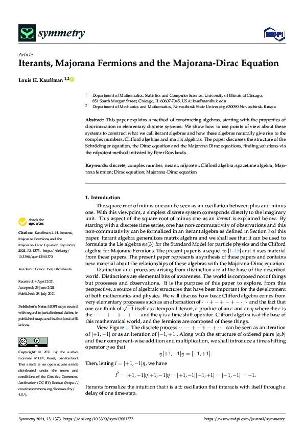 (PDF) Iterants, Majorana Fermions and the Majorana-Dirac Equation