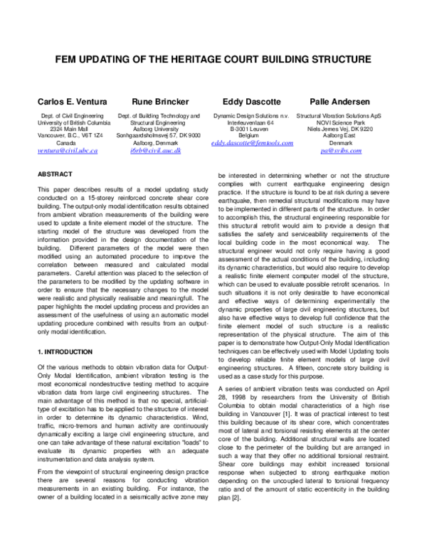(PDF) Fem updating of the heritage court building structure